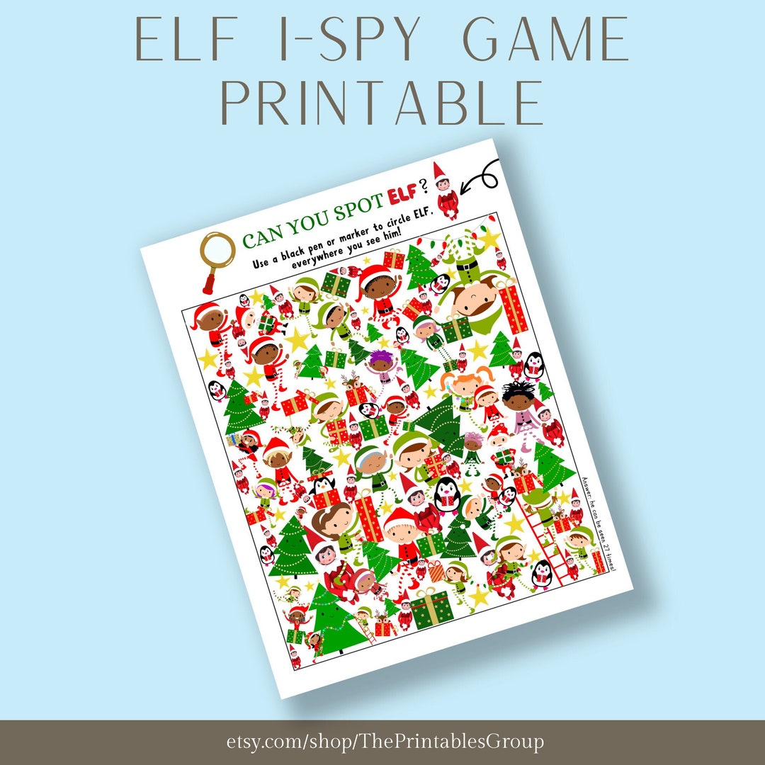Elf I Spy Game Printable, Christmas Scavenger Hunt Games, Kids Holiday ...