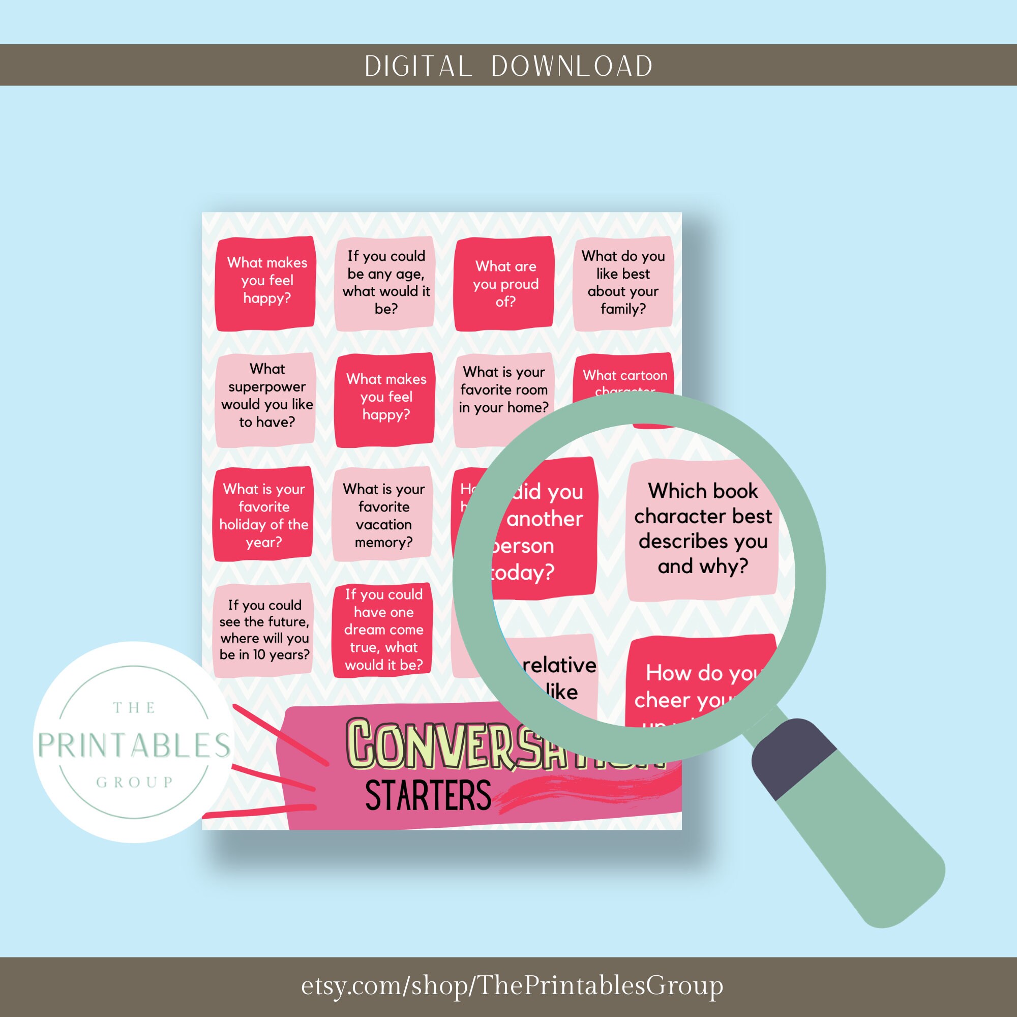 Conversation Starters Printable | Icebreaker Cards | Date Question ...