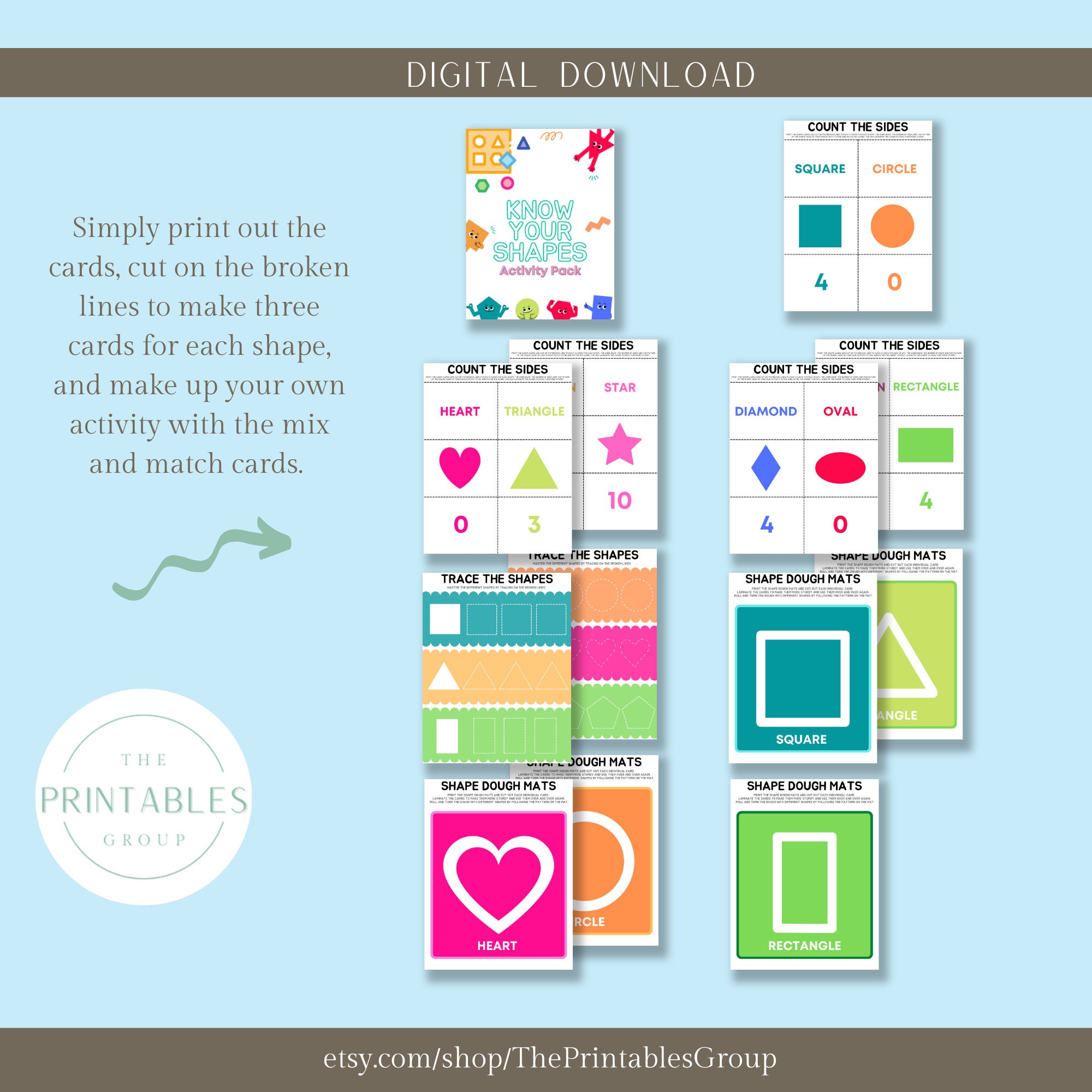 Know Your Shapes Activity Pack Printable, Tracing and Matching Games ...