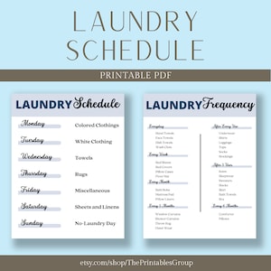 Laundry Schedule Printable | Weekly Laundry Guide | Laundry Frequency ...