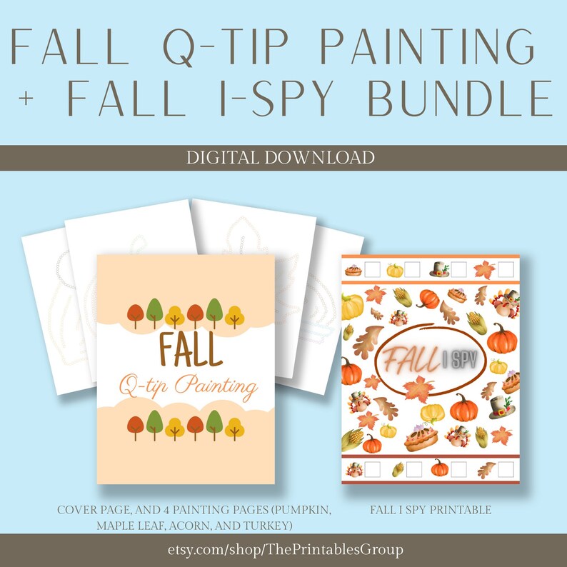 Fall Printable Learning and Games Bundle | Fall Q-tip Painting and Fall ...