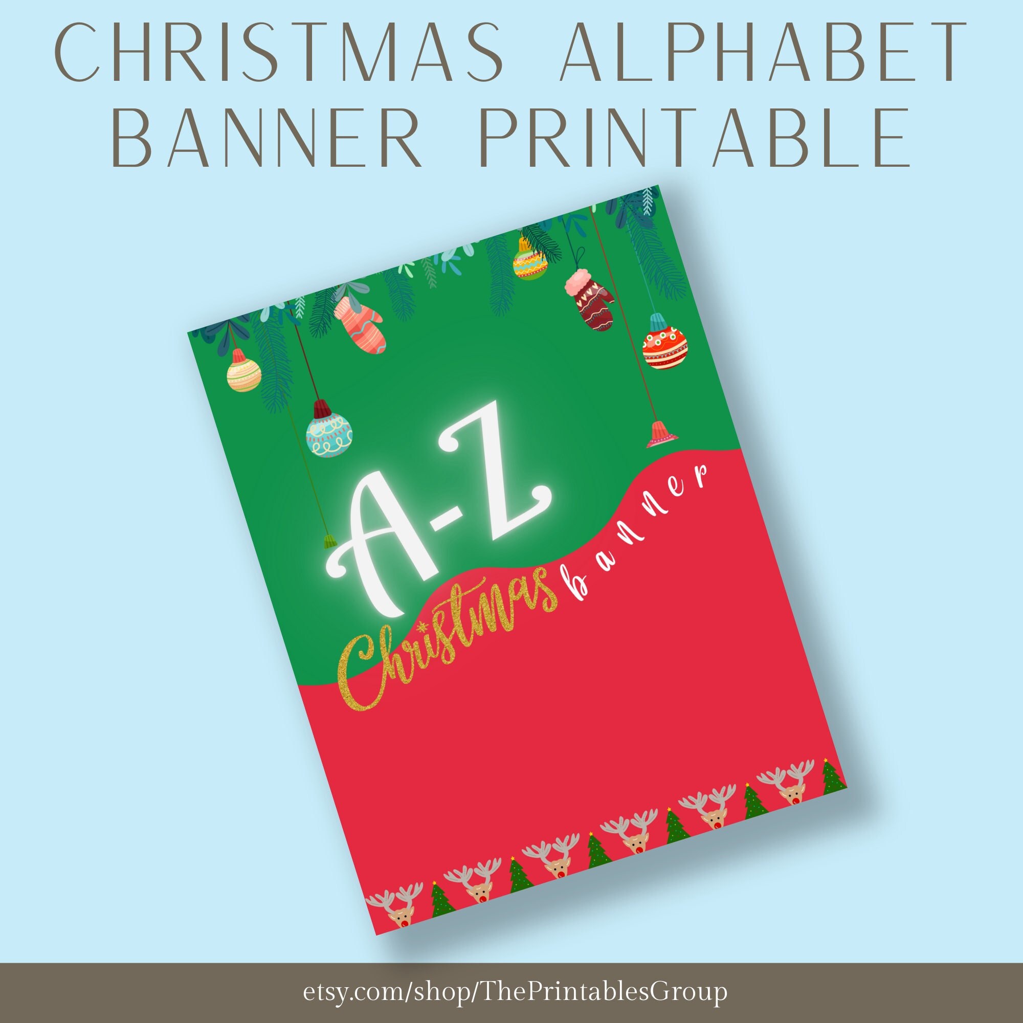 Christmas Alphabet Banner Printable, A-Z Full Alphabet Banners, Bunting ...