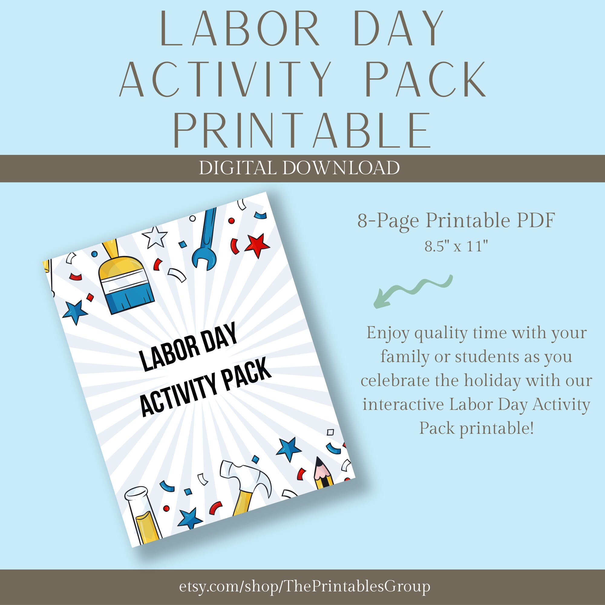 Labor Day Activity Pack Printable, Labor Day Printable Activities ...