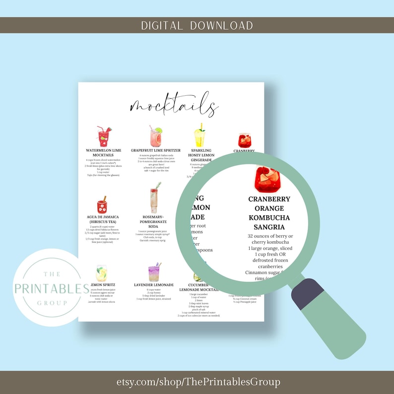Mocktail Recipes Printable | Cocktail Alternatives Recipe Instructions ...