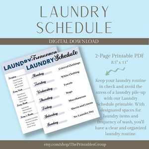 Laundry Schedule Printable | Weekly Laundry Guide | Laundry Frequency ...