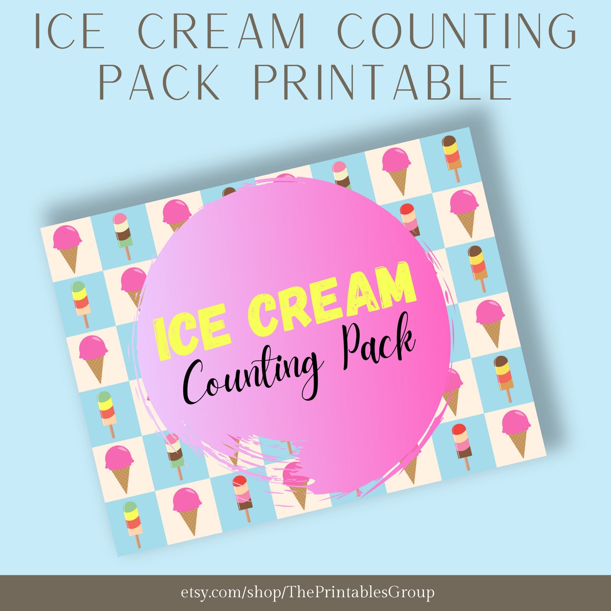 Ice Cream Counting Pack Printable, Number Matching Game for Kids ...