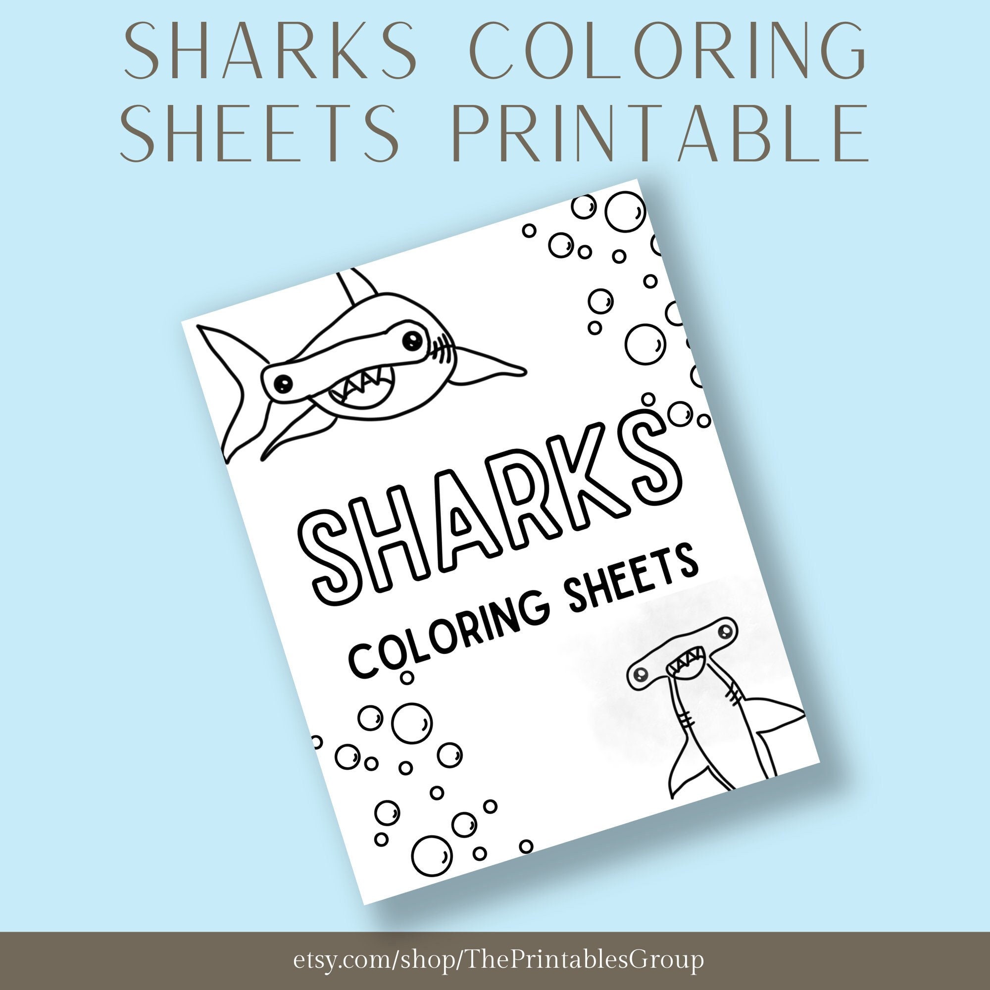 Sharks Coloring Sheets Printable, Sea Animals Coloring Pages, Aquatic ...