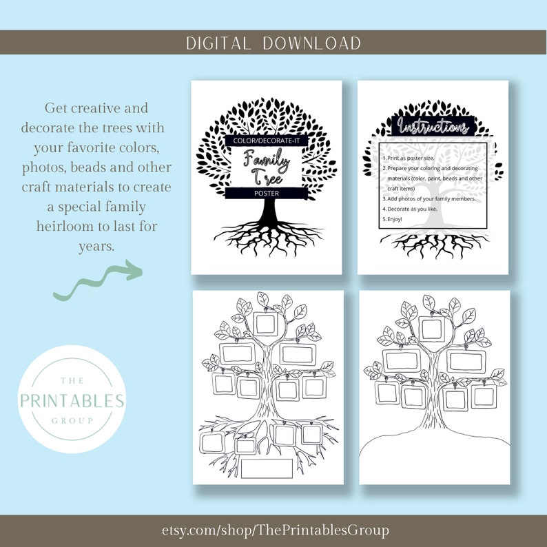 Family Tree Poster Printable | Genealogy Chart Coloring Pages ...