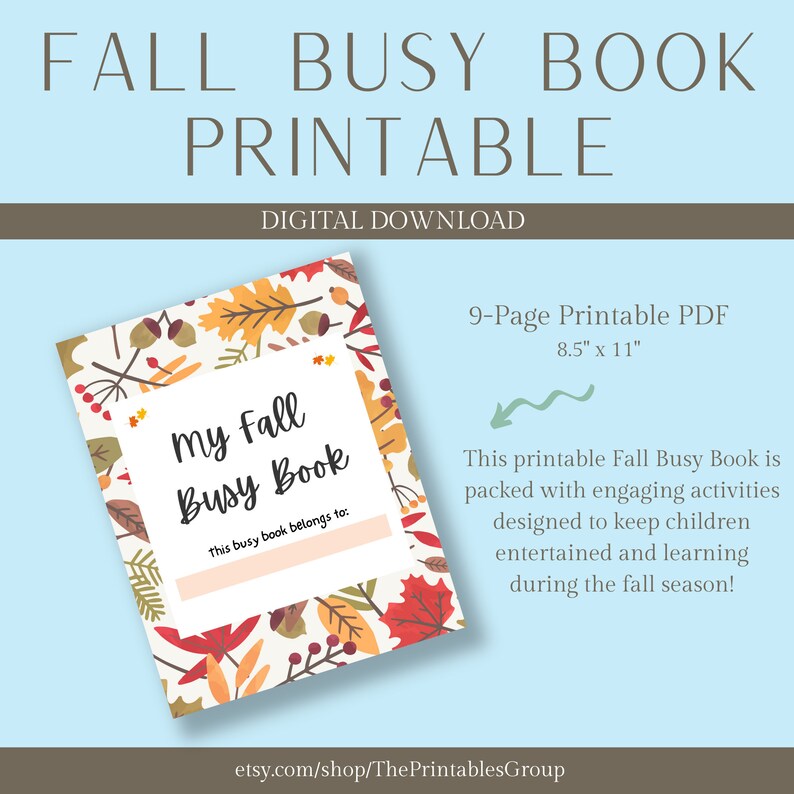 Fall Busy Book Printable Kids Learning Binder Fall Toddler - Etsy
