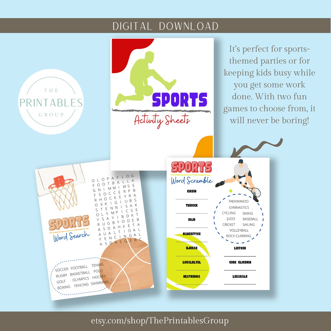 Sports Activity Sheets | Sports Activity Pages for Kids | Sports Themed ...