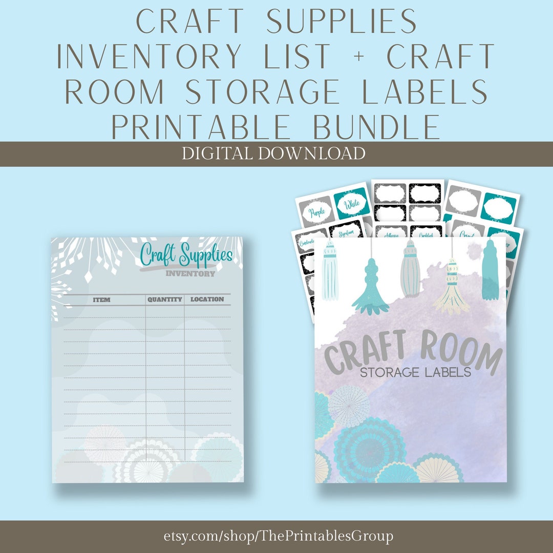 Craft Supplies Inventory List and Craft Room Storage Labels Printable ...