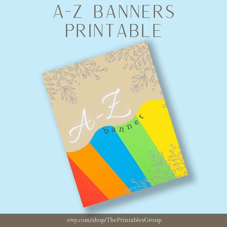 Alphabet Banner Printable, A-Z Rainbow Buntings, ABC Cards Letter Flags ...