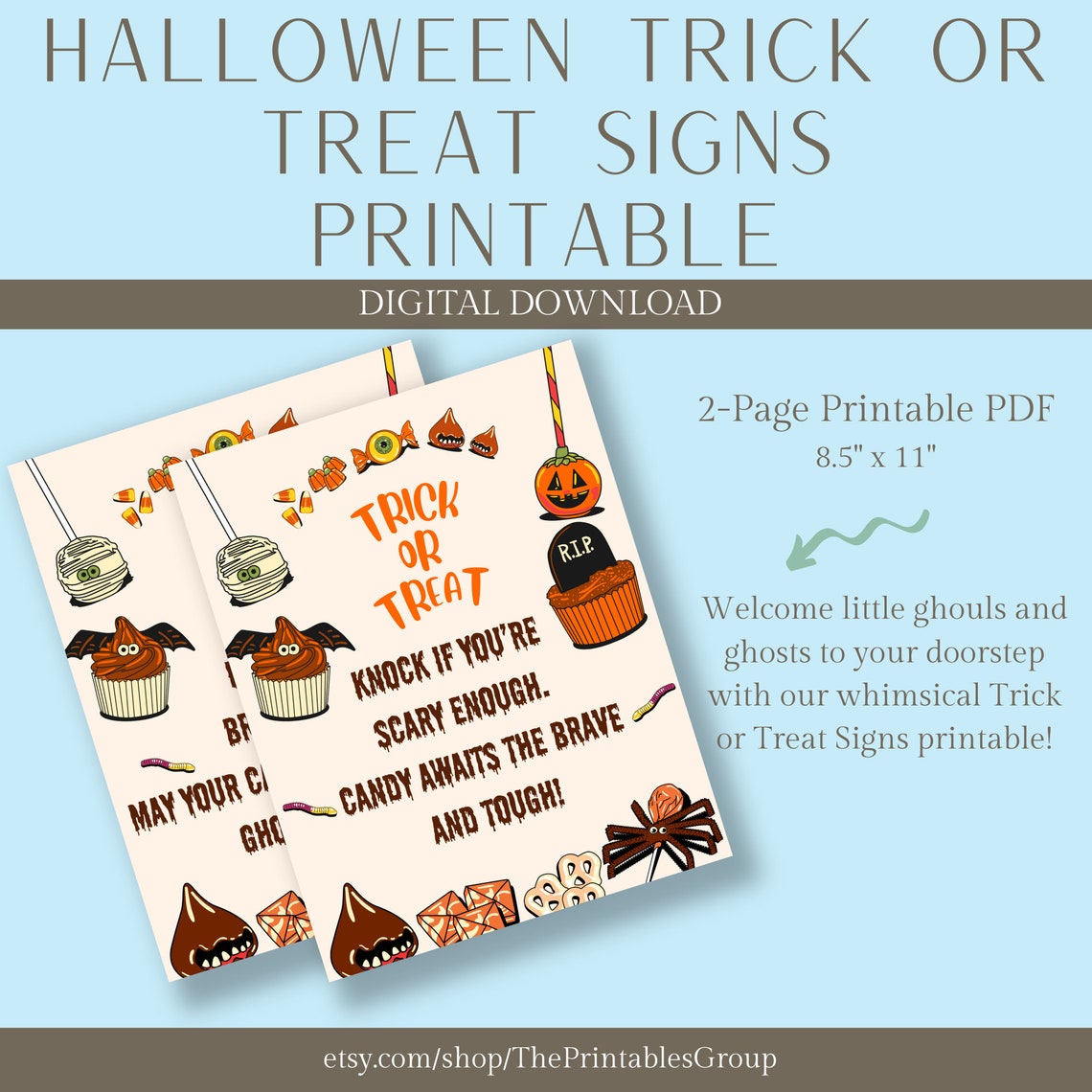 Halloween Trick or Treat Signs Printable | Cute DIY Trick or Treat ...