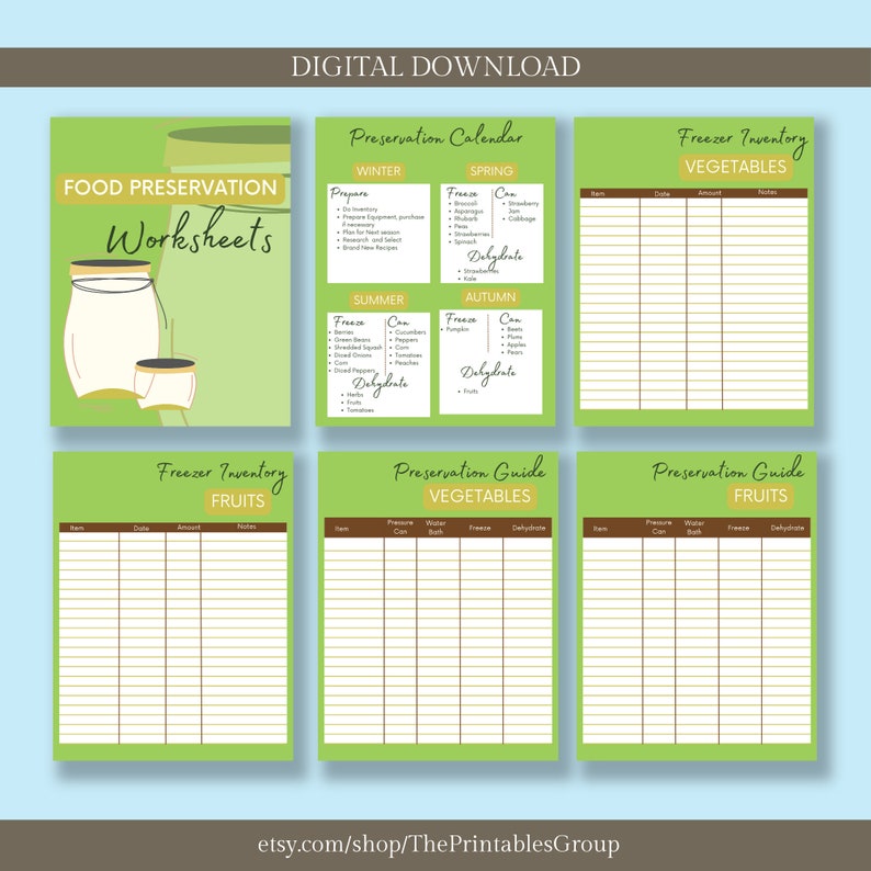 Food Preservation Worksheet, Fruits and Vegetables Freezer Inventory ...