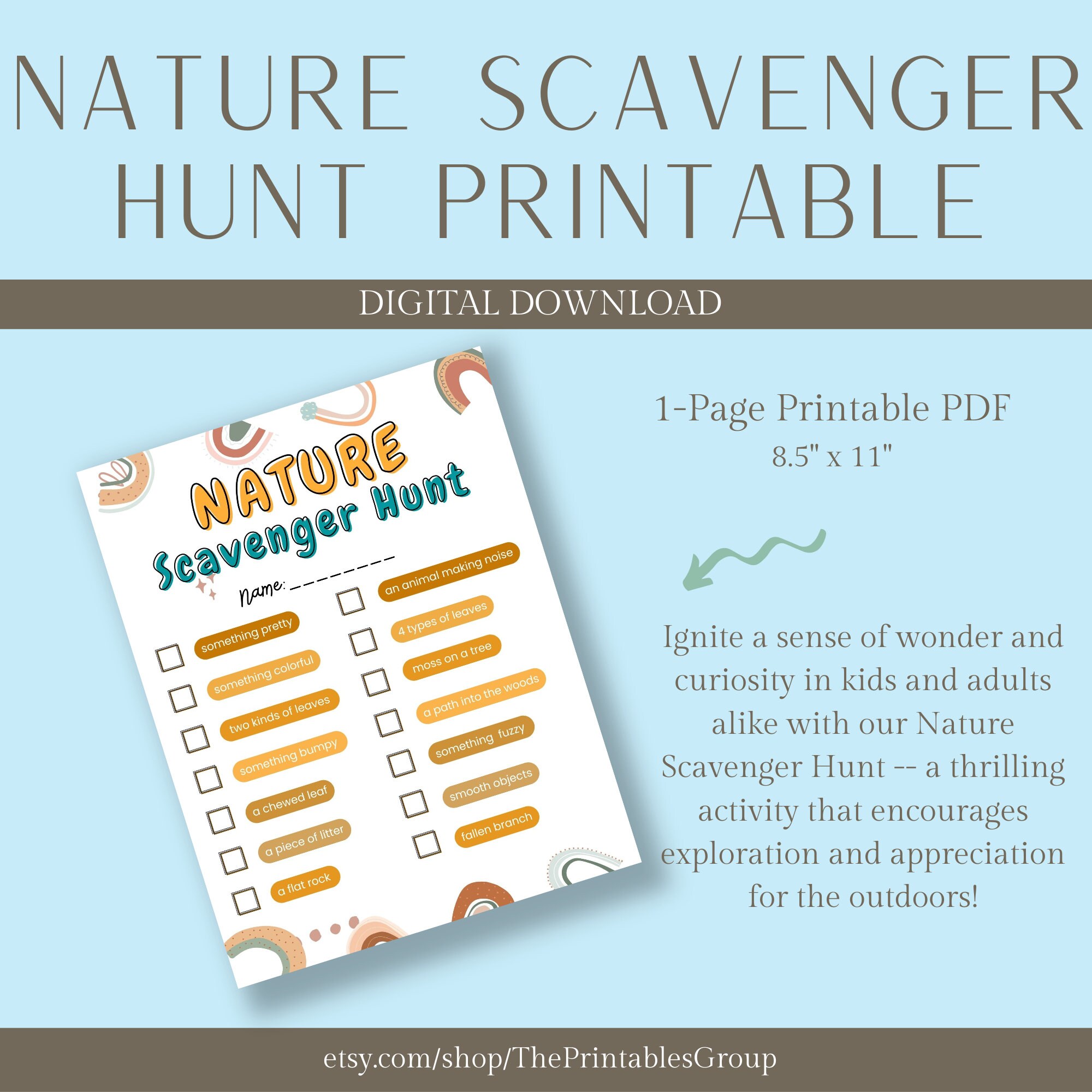 Nature Scavenger Hunt Printable | Camping Treasure Hunt | Outdoor ...