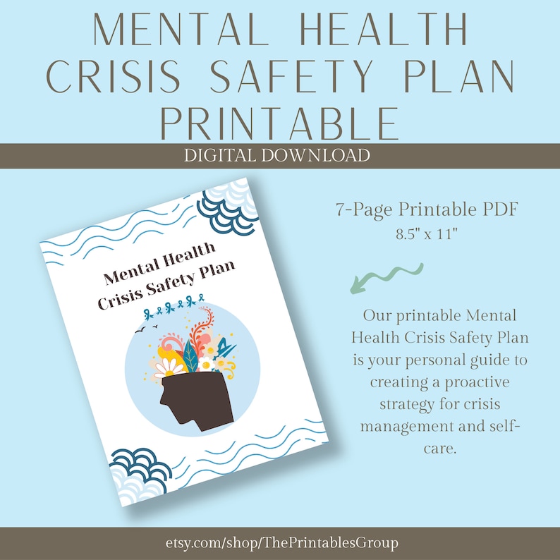 Mental Health Crisis Safety Plan Printable | Mental Health Support ...