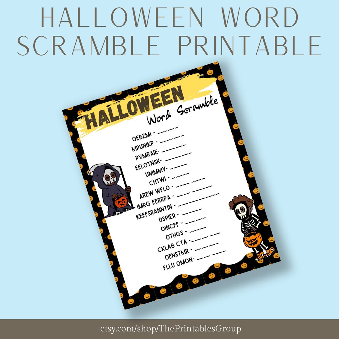 Halloween Word Scramble Printable Halloween Games - Etsy