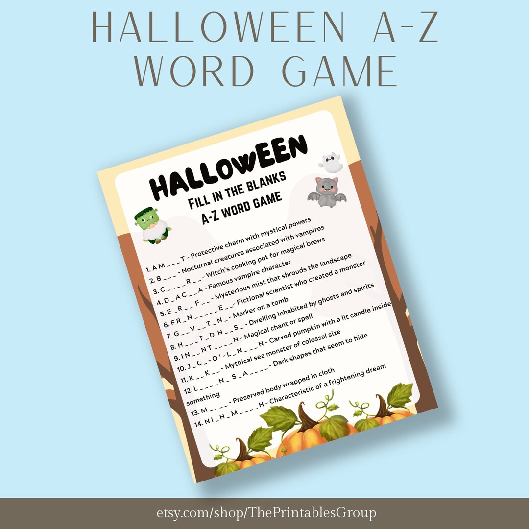 Halloween Word Game Printable | Halloween A-Z Words Printable Game ...