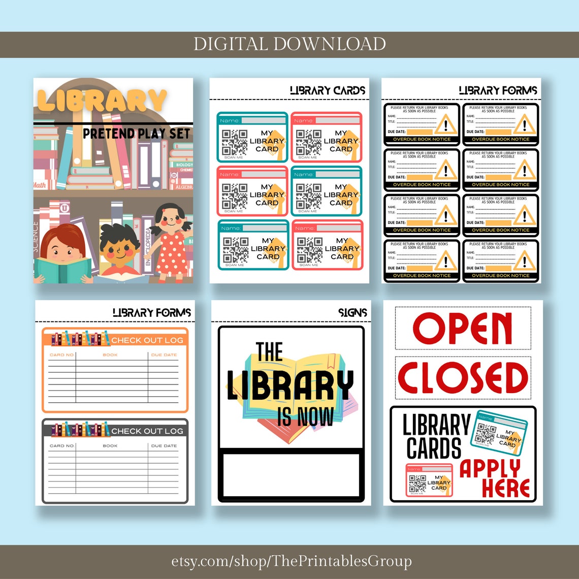Library Pretend Play Set Printable | Readers Interactive Play Set ...