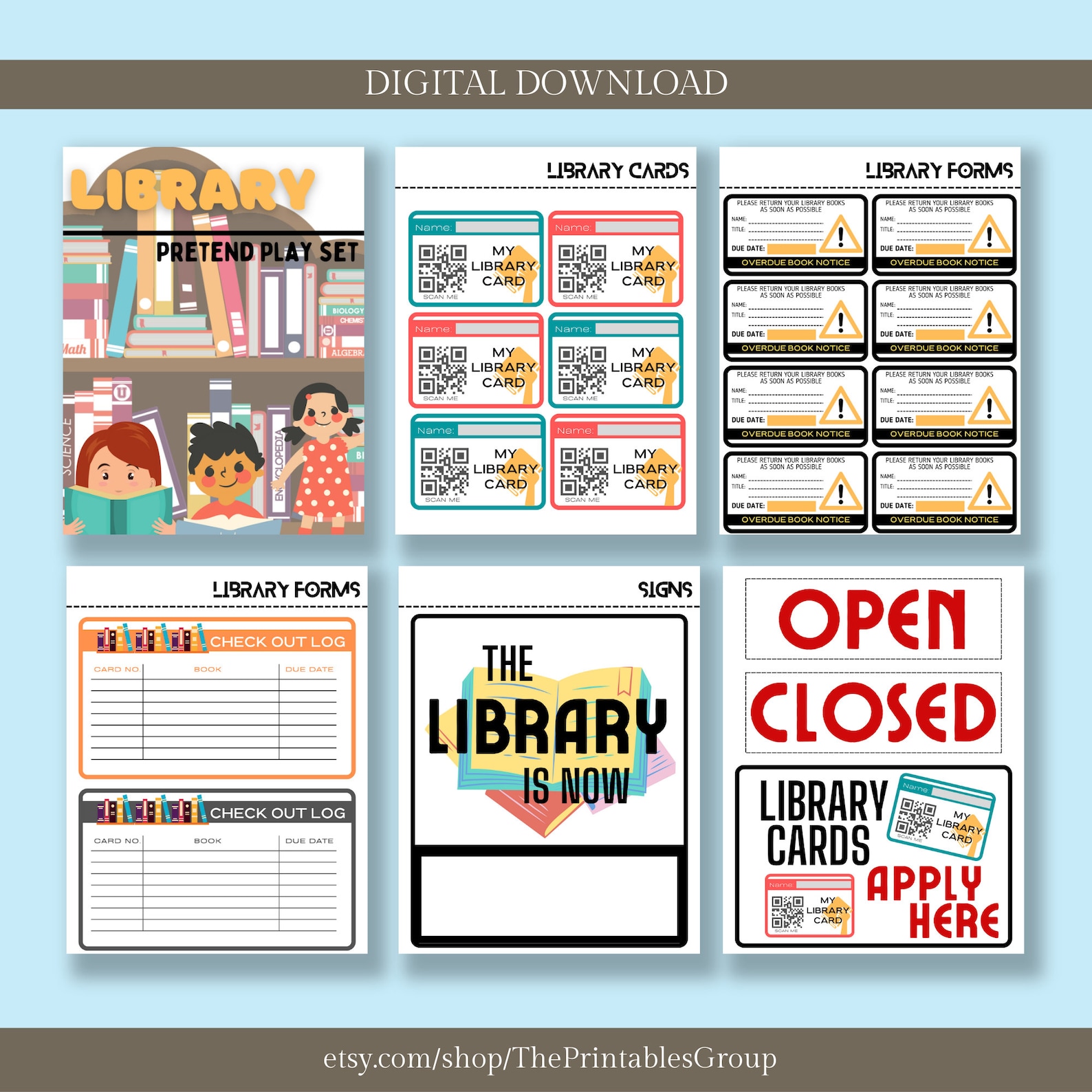 Library Pretend Play Set Printable | Readers Interactive Play Set ...