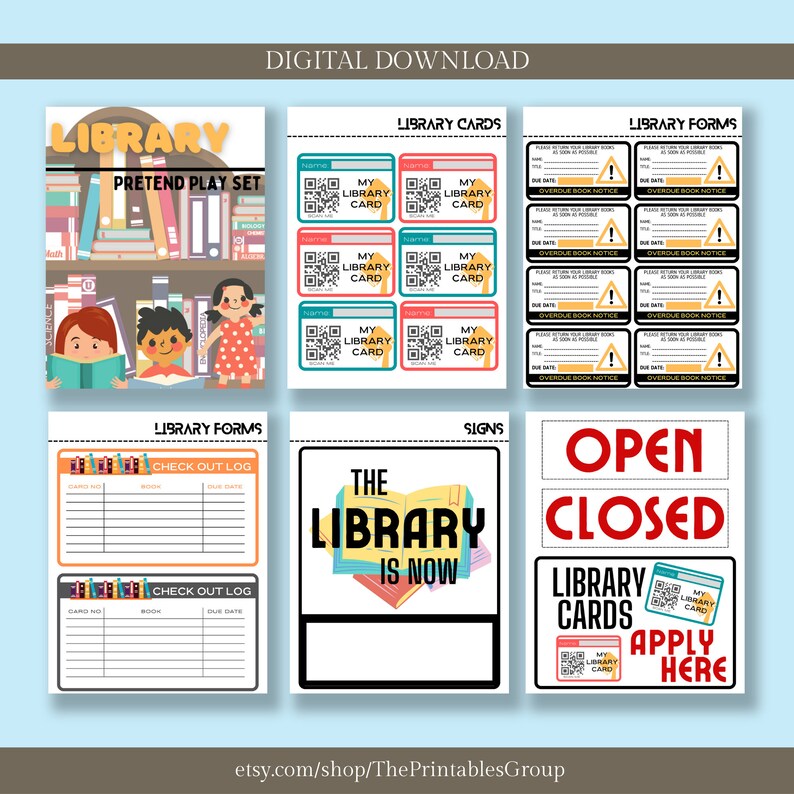 Library Pretend Play Set Printable | Readers Interactive Play Set ...