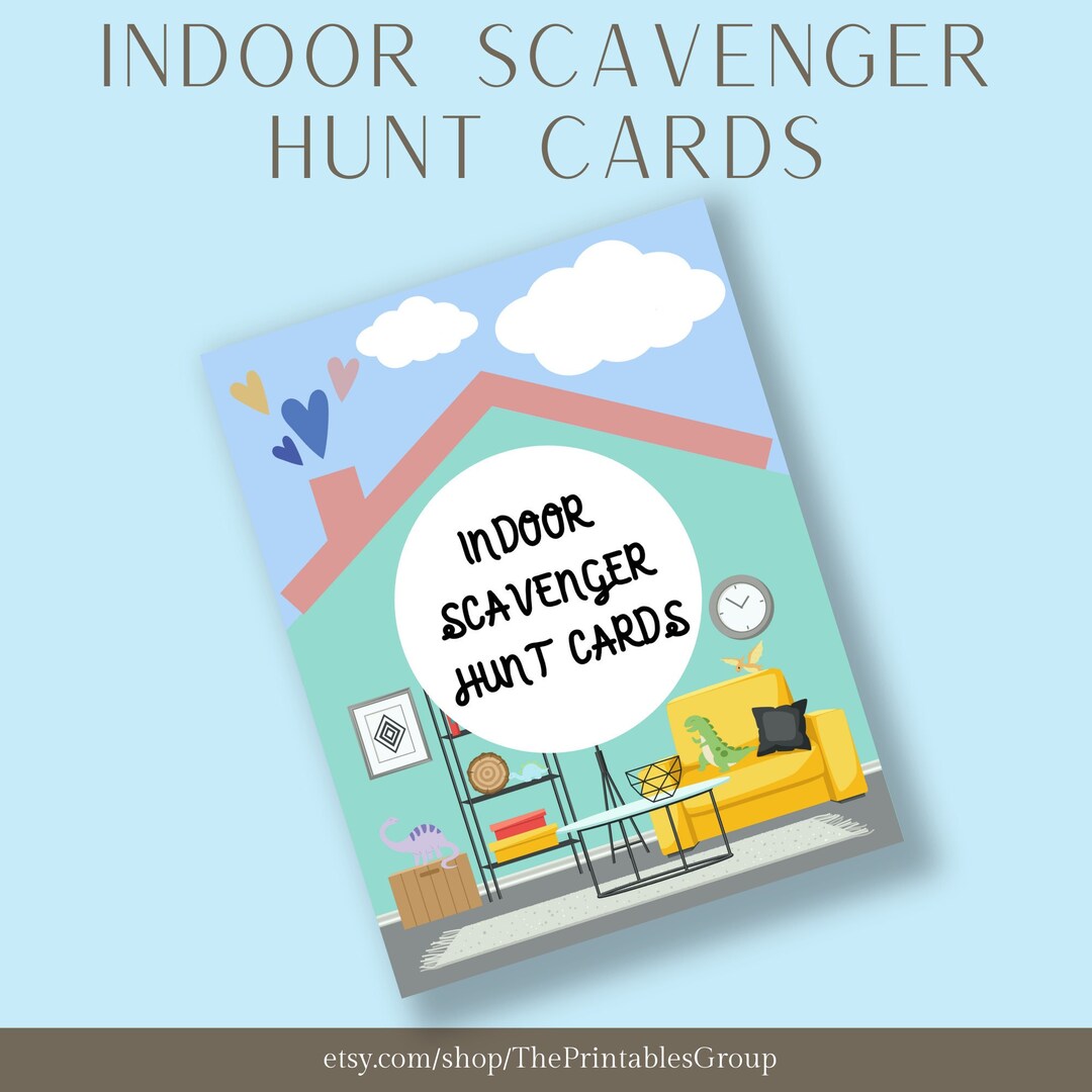 Indoor Scavenger Hunt Cards, Around the House Scavenger Hunt Riddles ...