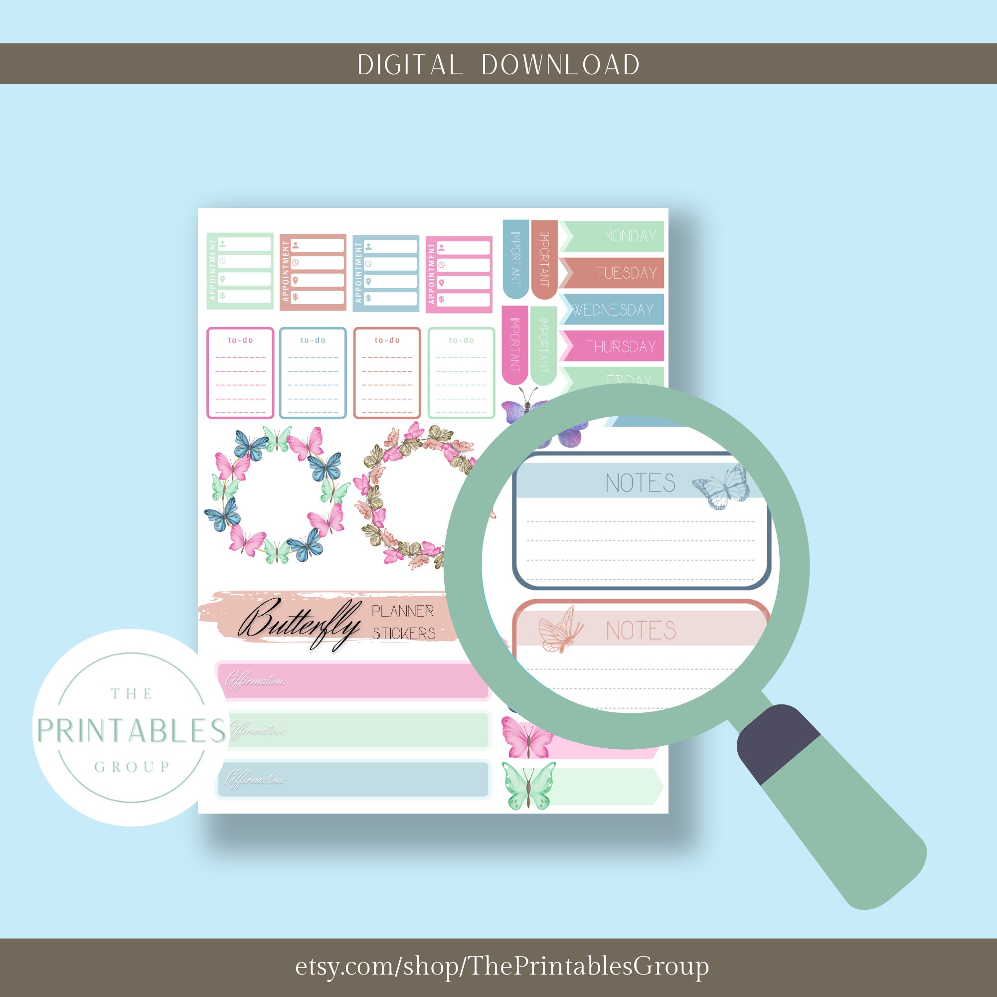 Butterfly Planner Stickers Printable | Butterflies Diary Stickers ...