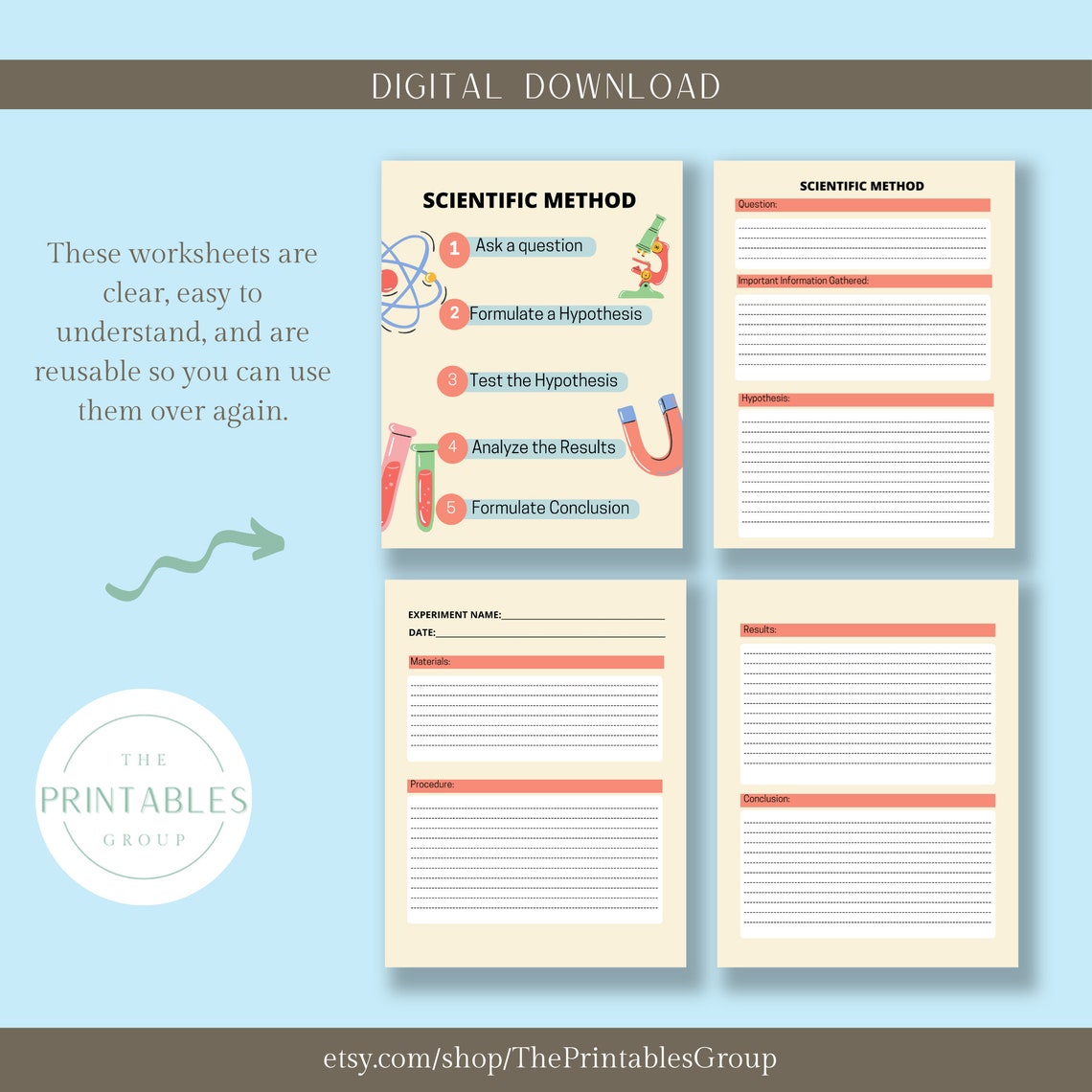 Scientific Method Worksheets Printable, Scientific Method Unit Study ...