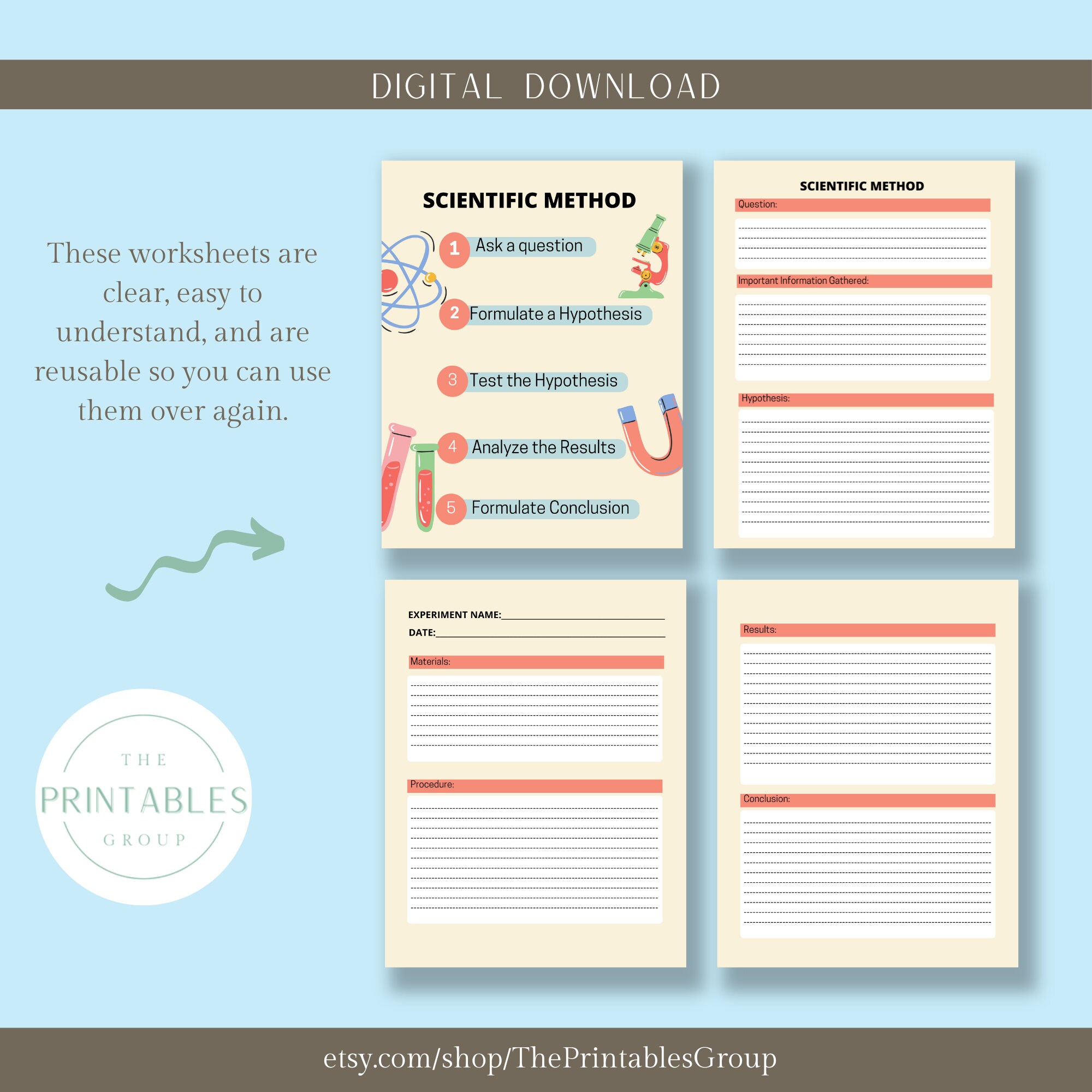 Scientific Method Worksheets Printable, Scientific Method Unit Study ...