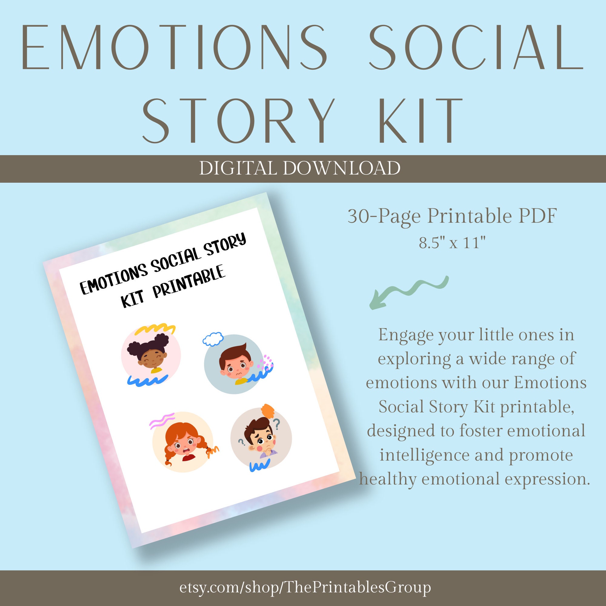 Emotions Social Story Kit Printable Feelings Flashcards - Etsy