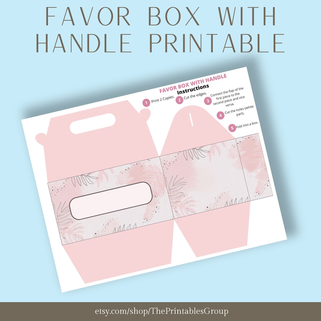 Favor Box Printable | DIY Gift Box With Handle Templates | Any Occasion ...