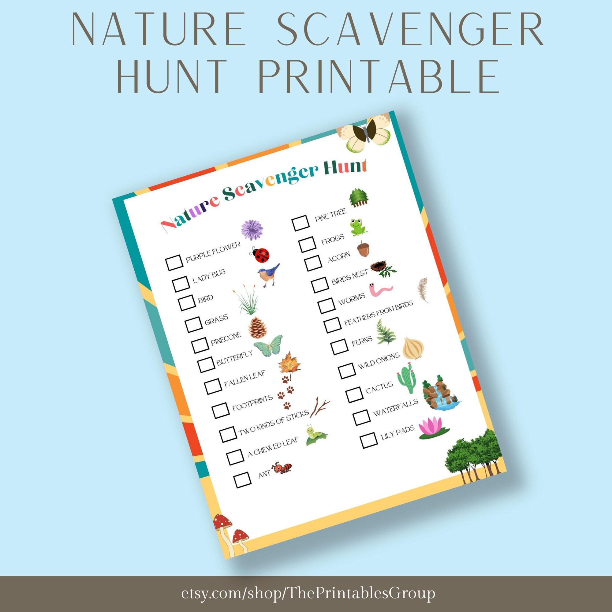 Printable Nature Scavenger Hunt, Outdoor Treasure Hunt, Backyard ...