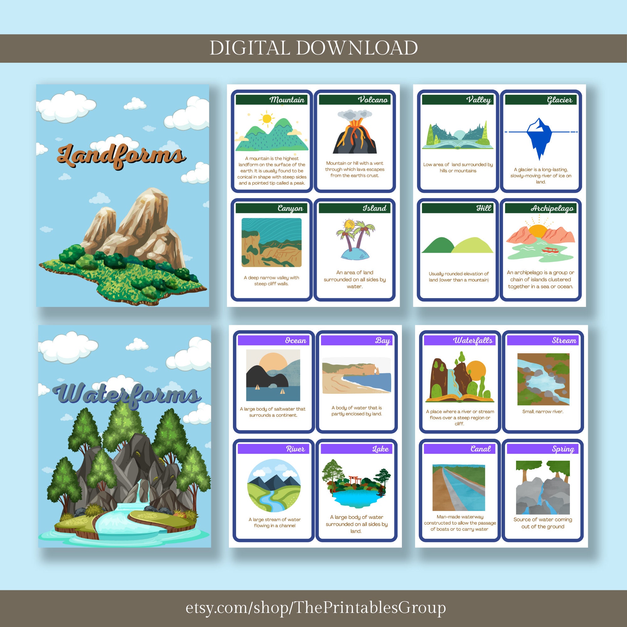Land and Water Nature Study Printable | Landforms and Bodies of Water ...