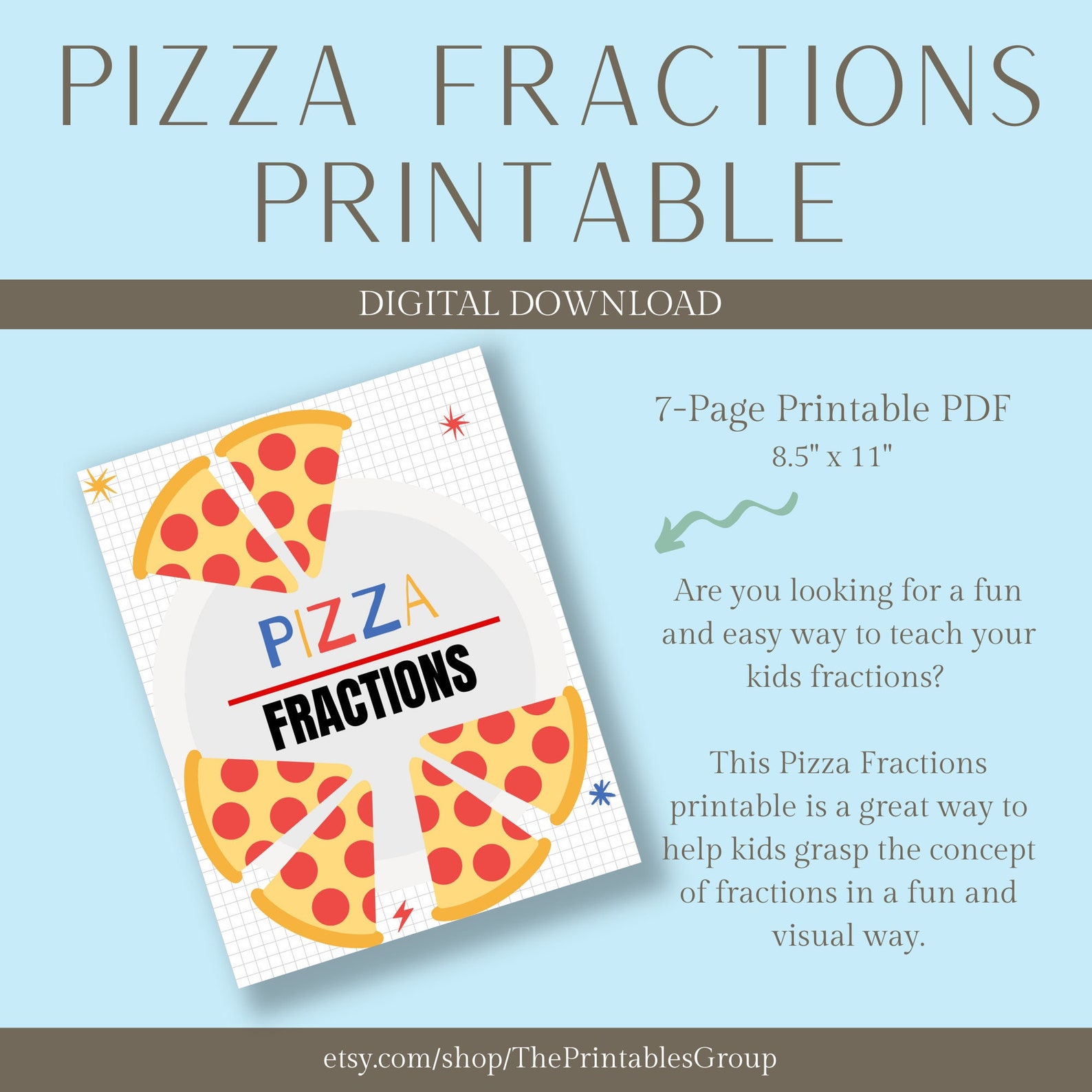Pizza Fractions Printable | Basic Fraction Worksheets | Fun Math ...