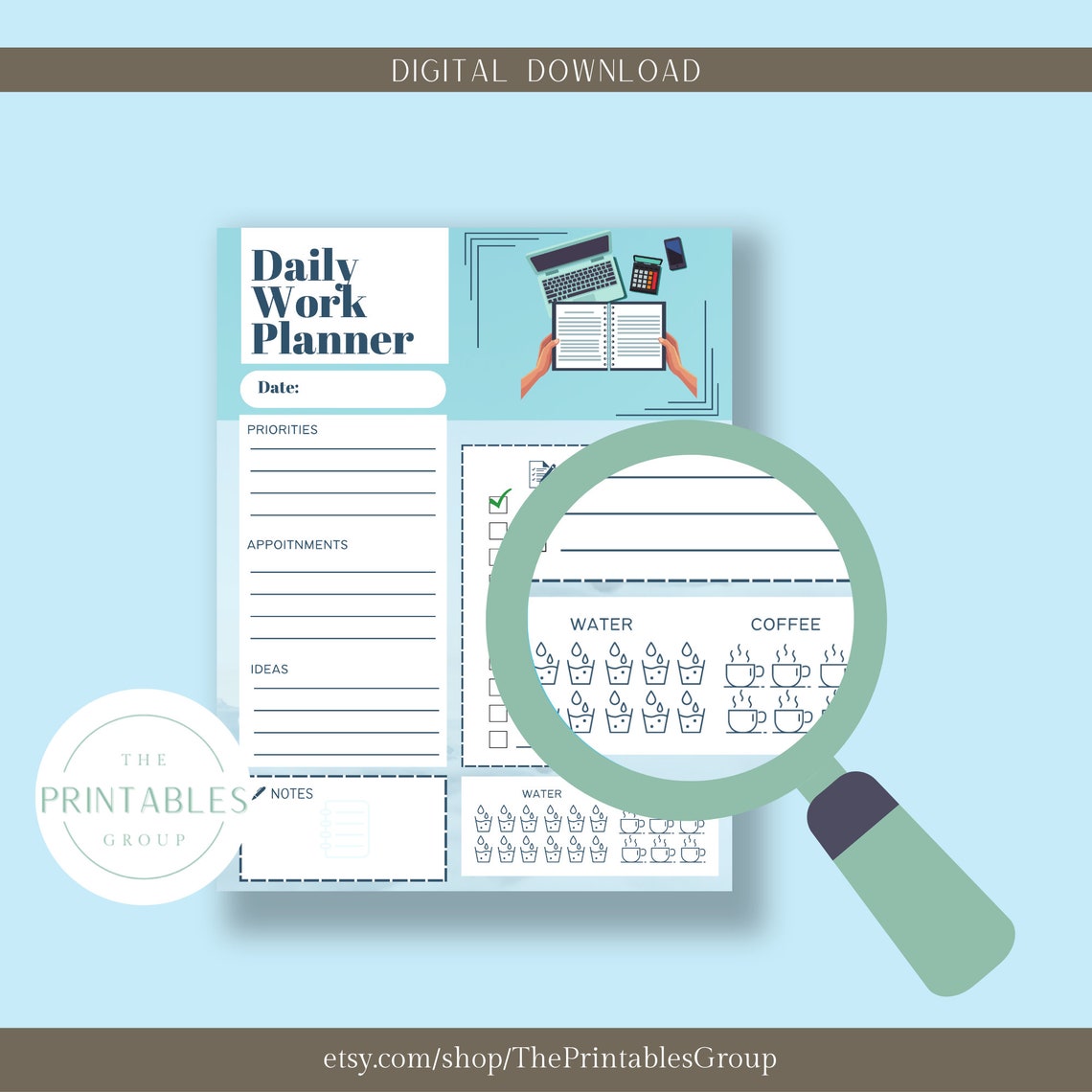 Daily Work Planner Printable Productivity Organizer - Etsy