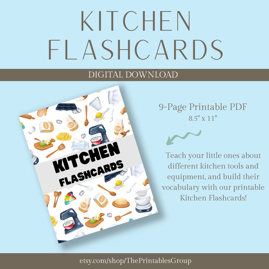 Kitchen Flashcards Printable | Cooking Tools Printable Flashcards ...