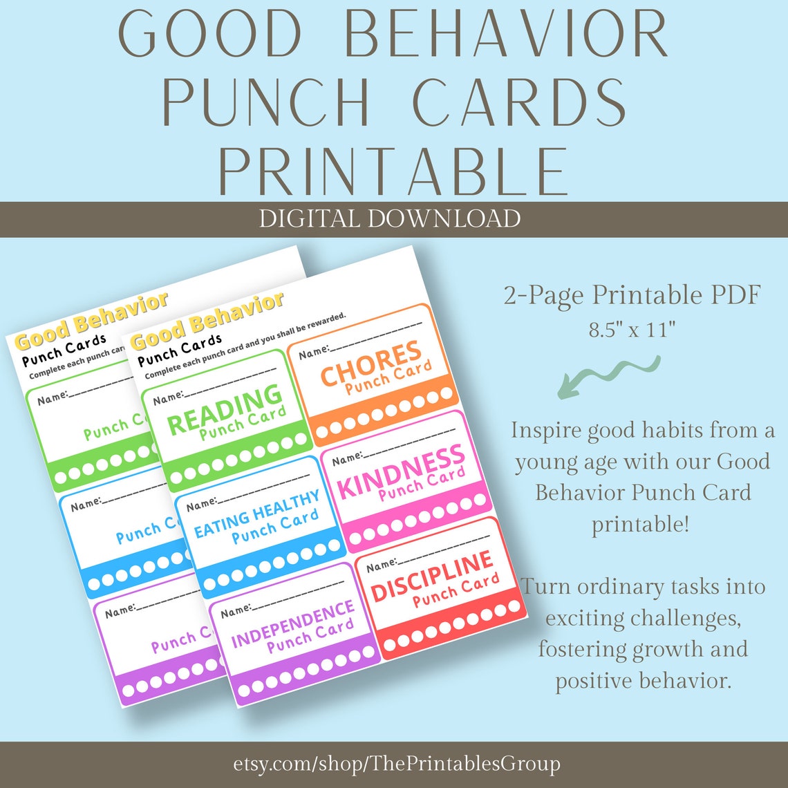Good Behavior Punch Card Printable, Printable Behavior Tracker, Punch ...