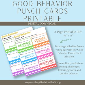 Good Behavior Punch Card Printable, Printable Behavior Tracker, Punch ...