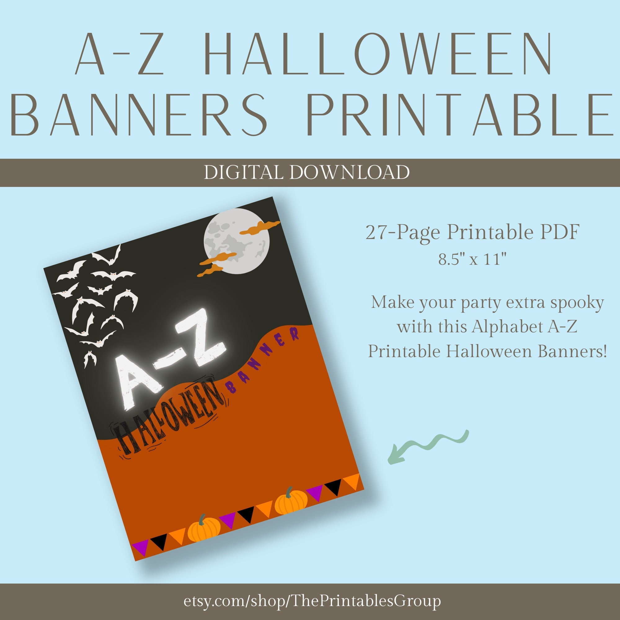 Halloween Alphabet Banner Printable Halloween Banners A-Z - Etsy