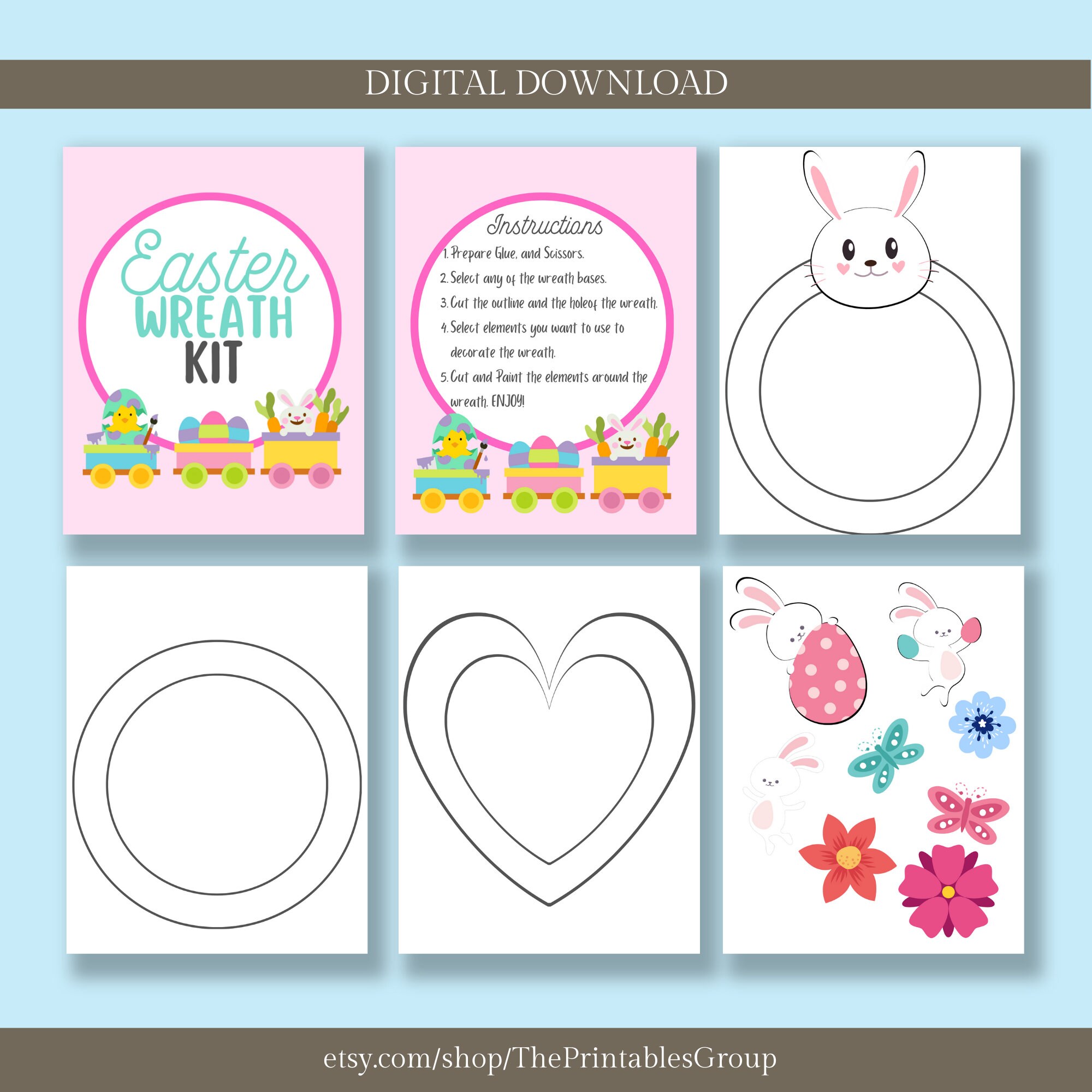 Easter Wreath Kit Printable | Build Your Own Easter Wreath Decorations ...