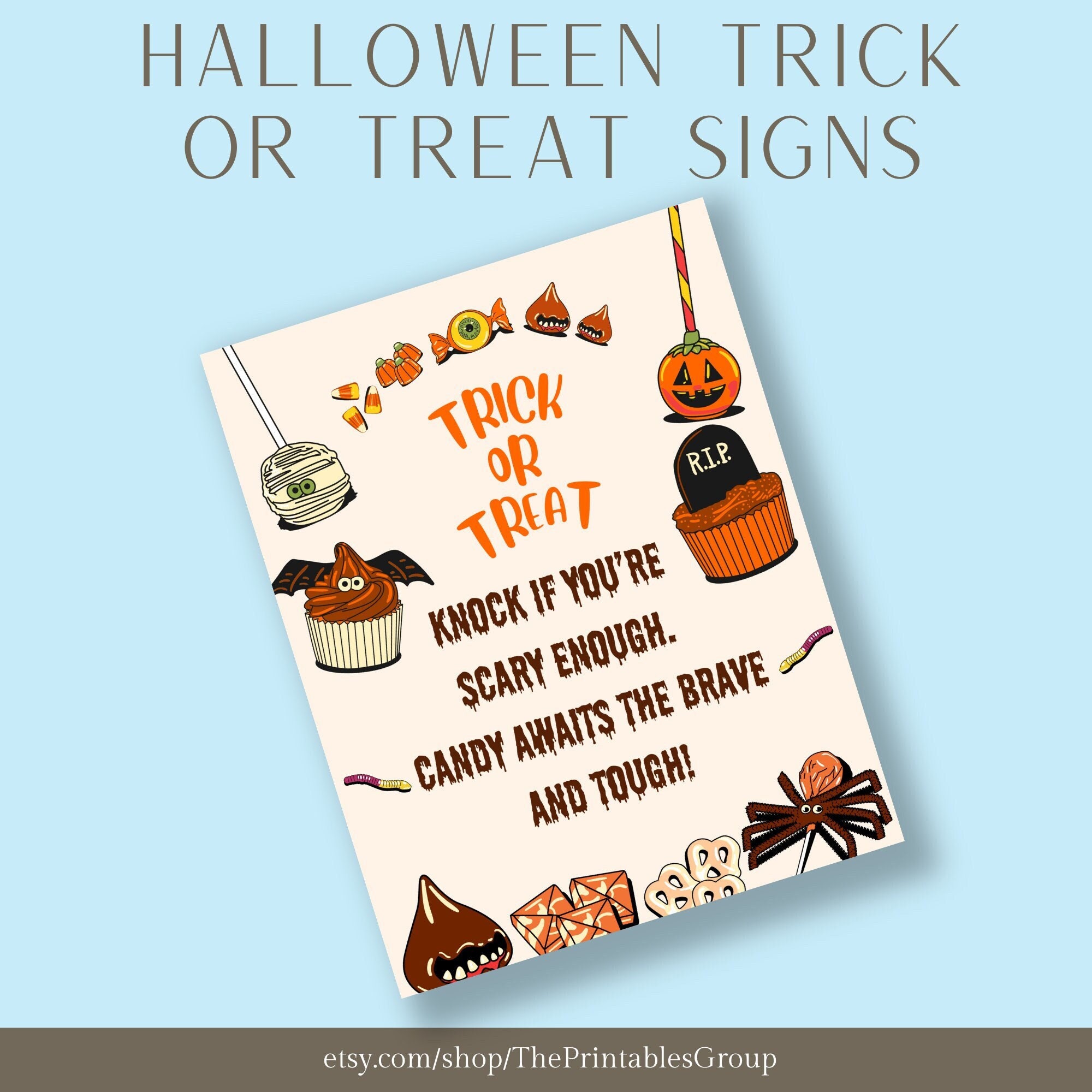 Halloween Trick or Treat Signs Printable | Cute DIY Trick or Treat ...