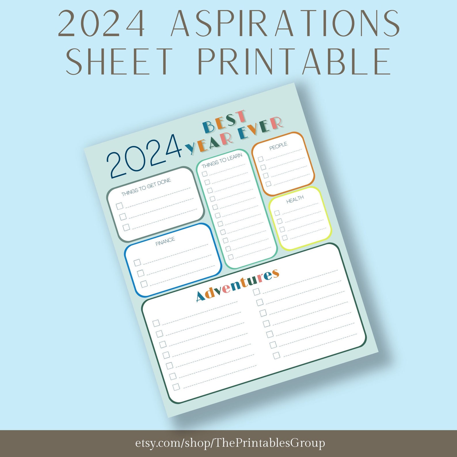 2024 Aspirations Sheet Printable | New Year Goal Planner | New Years ...
