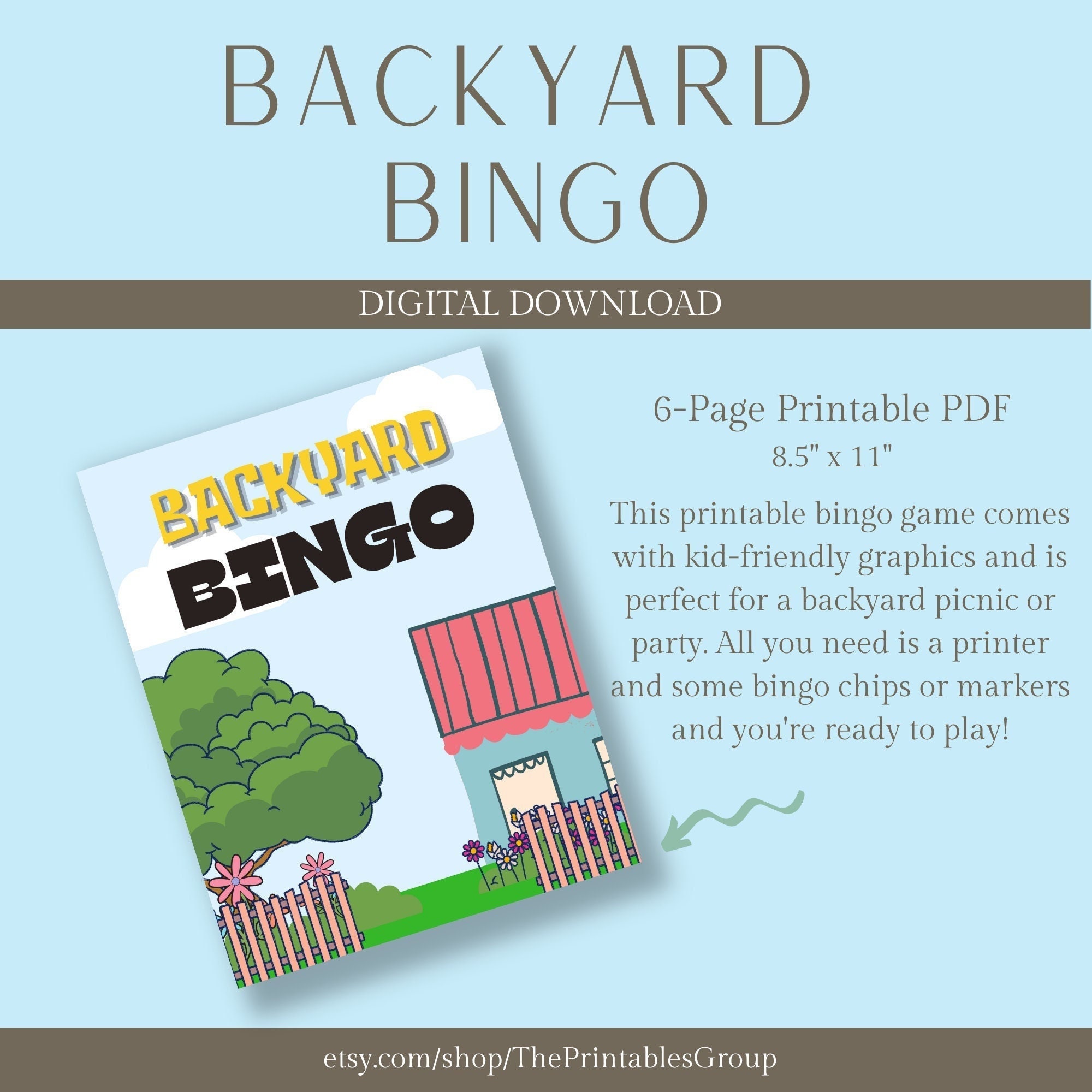 Backyard Bingo Printable, Outdoor Game for Kids, Bingo Cards Printable ...