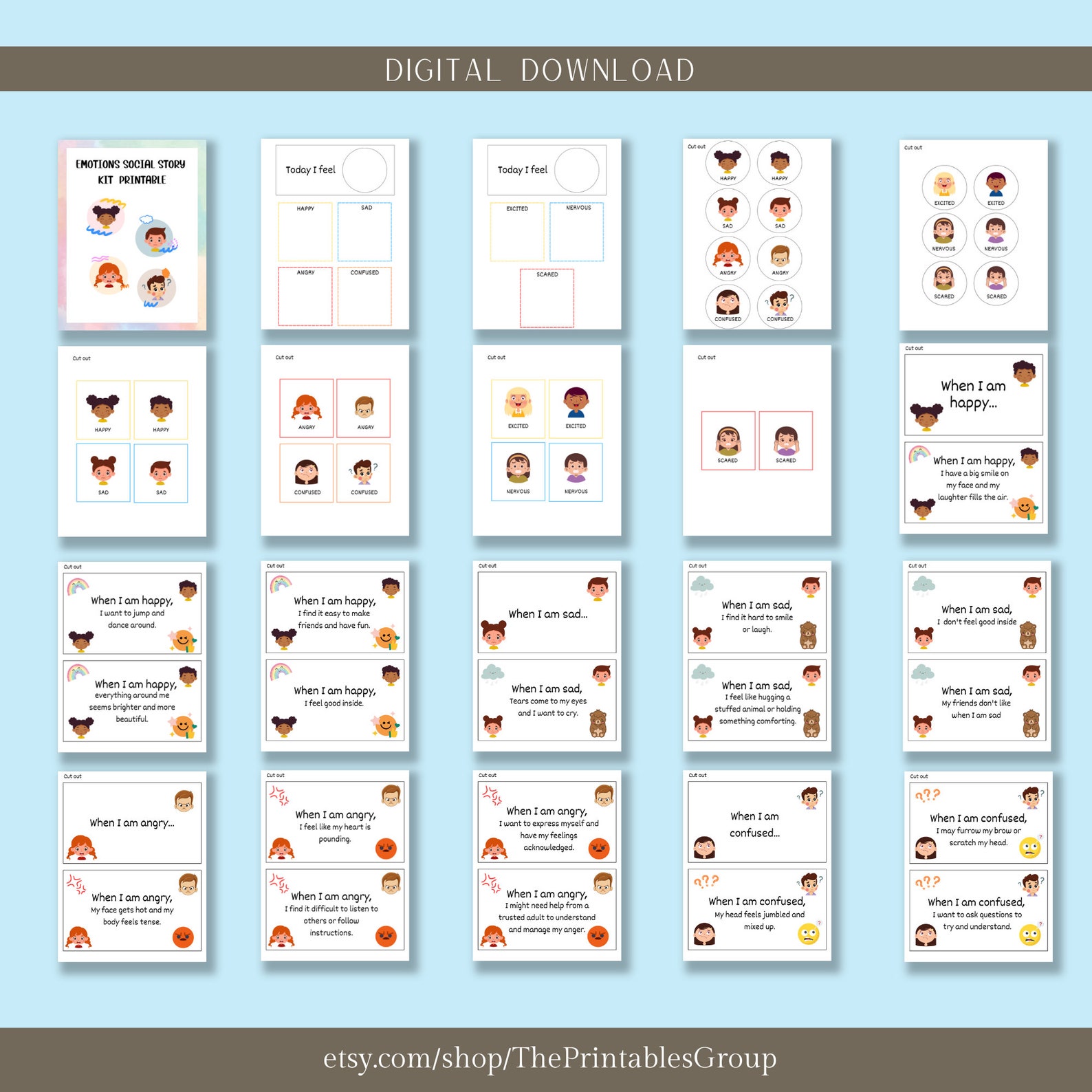 Emotions Social Story Kit Printable Feelings Flashcards - Etsy