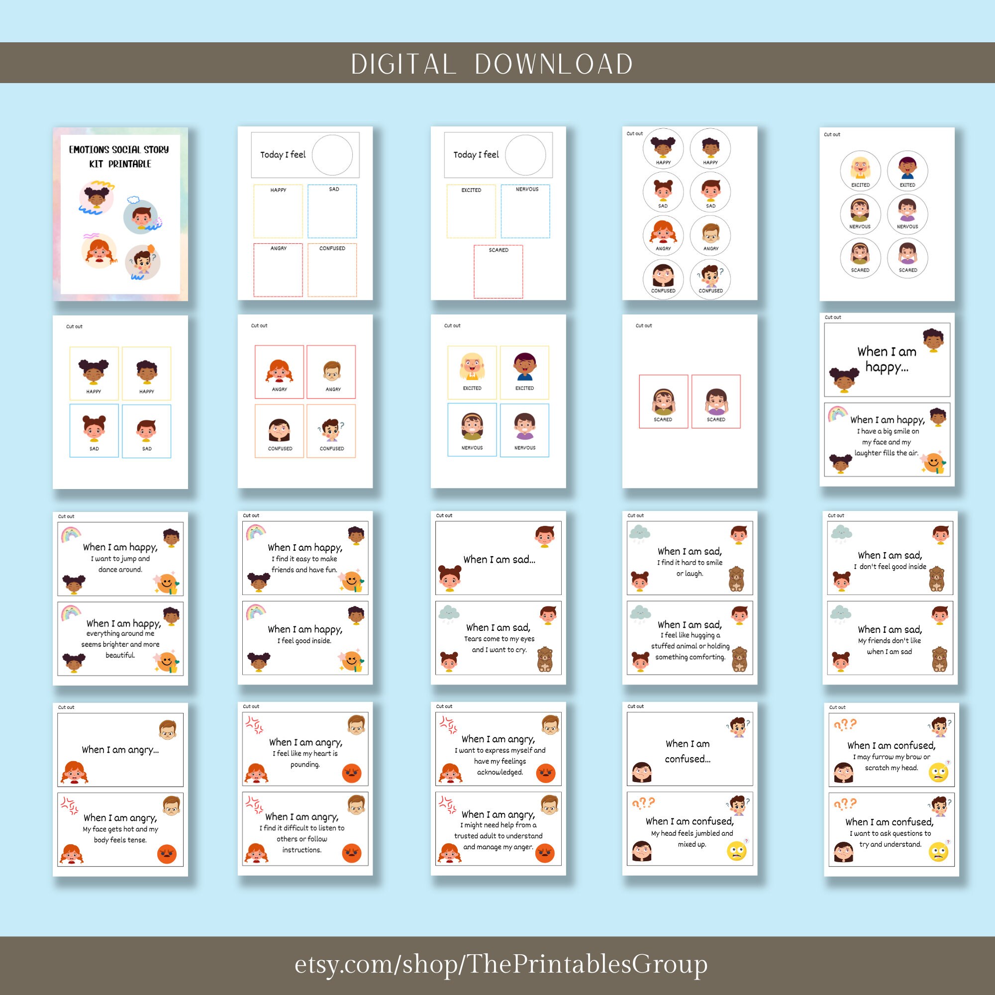Emotions Social Story Kit Printable Feelings Flashcards - Etsy