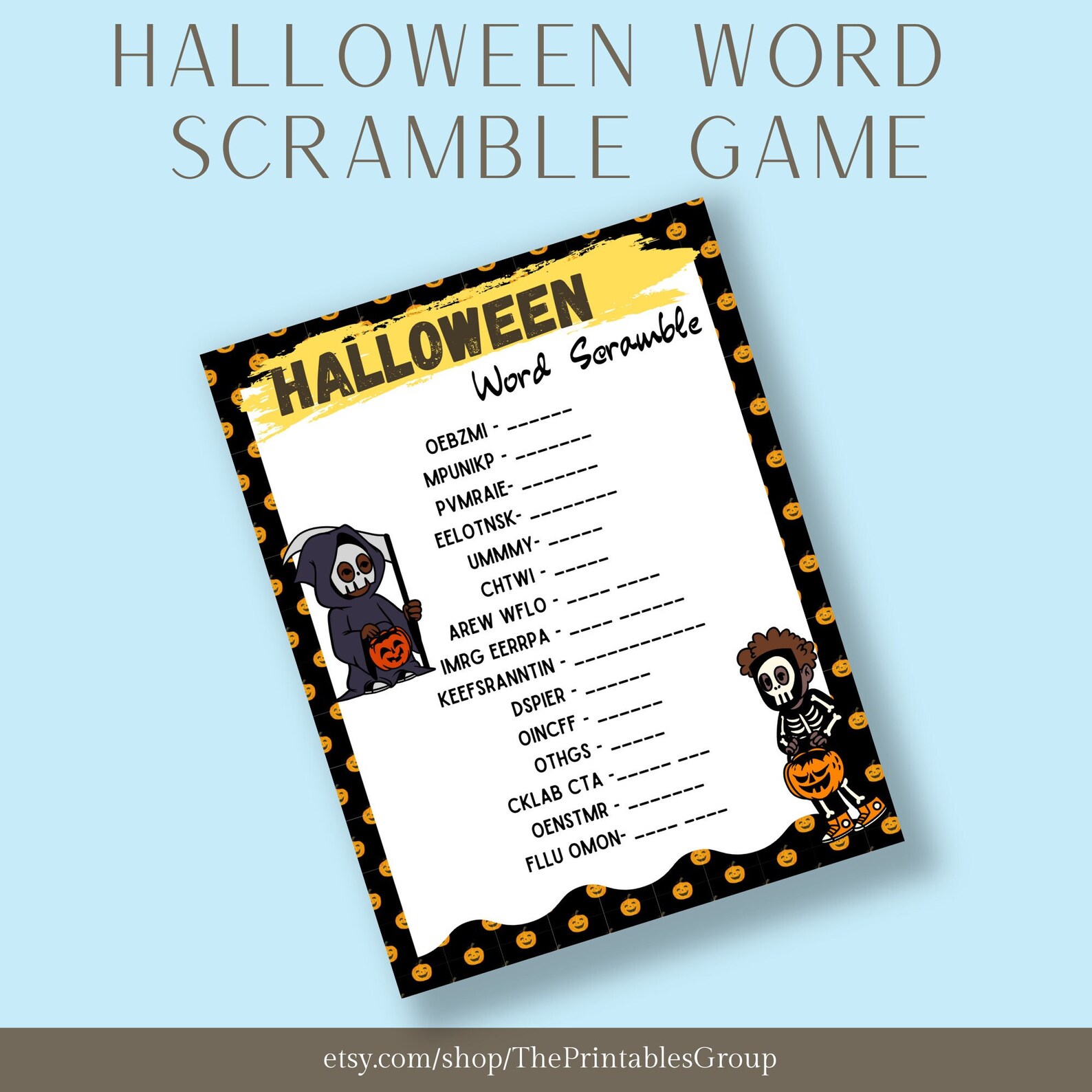 Halloween Word Scramble Printable Halloween Word Game for Kids ...
