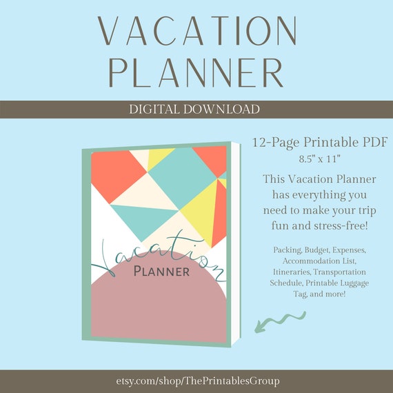 Vacation Planner Printable Travel Planner Travel Journal | Etsy