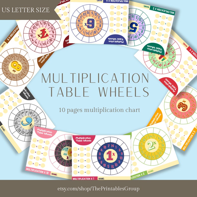 Multiplication Table Wheels Printable Times Table 1 10 Etsy Canada