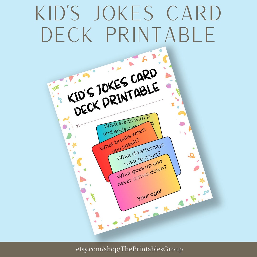 Kid’s Jokes Card Deck Printable, Funny Jokes for Kids, Kids’ Jokes ...