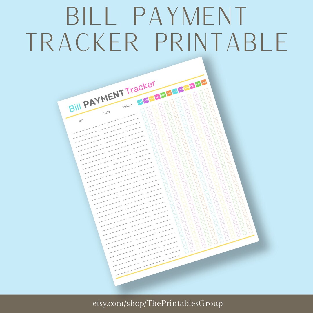 Bill Payment Tracker | Debt Payment Tracker Printable | Bill Payment ...